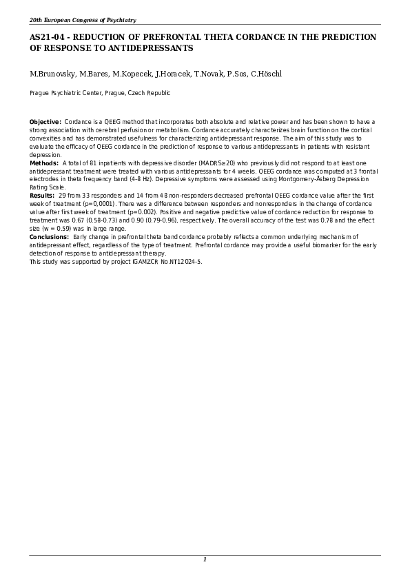 (PDF) AS21-04 - Reduction of prefrontal theta cordance in the ...