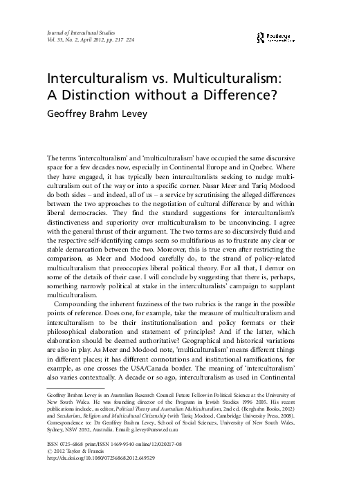 (PDF) Interculturalism vs. Multiculturalism: A Distinction without a ...