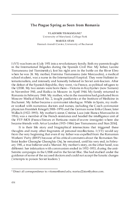 (PDF) The Prague Spring as Seen from Romania