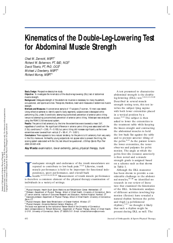 (PDF) Kinematics of the Double-Leg-Lowering Test for Abdominal Muscle ...