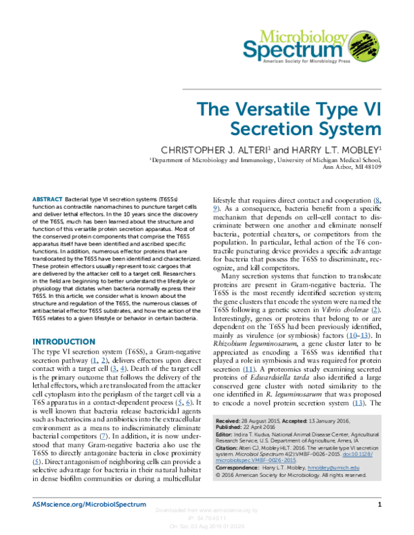 (PDF) The Versatile Type VI Secretion System | Harry Mobley - Academia.edu