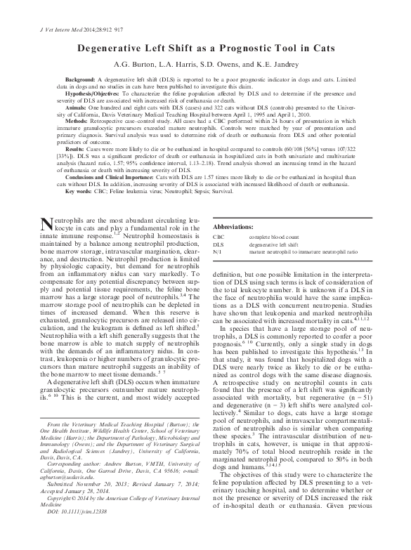 (PDF) Degenerative Left Shift as a Prognostic Tool in Cats