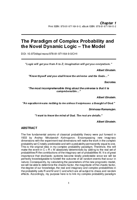 (PDF) The Paradigm of Complex Probability and the Novel Dynamic Logic - The Model