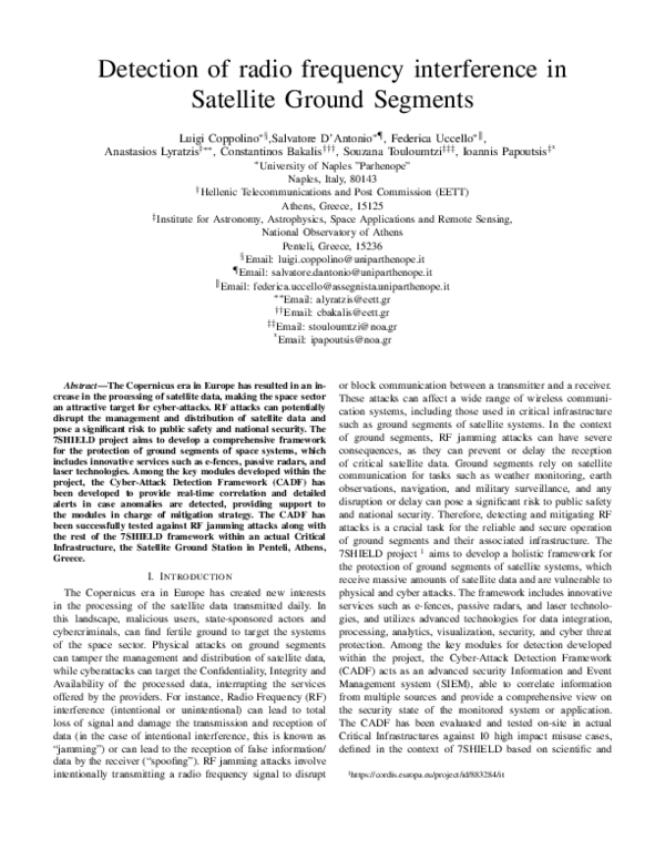 (PDF) Detection of radio frequency interference in Satellite Ground Segments