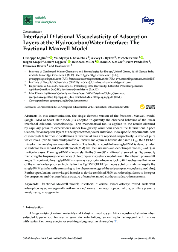 (PDF) Interfacial Dilational Viscoelasticity of Adsorption Layers at ...