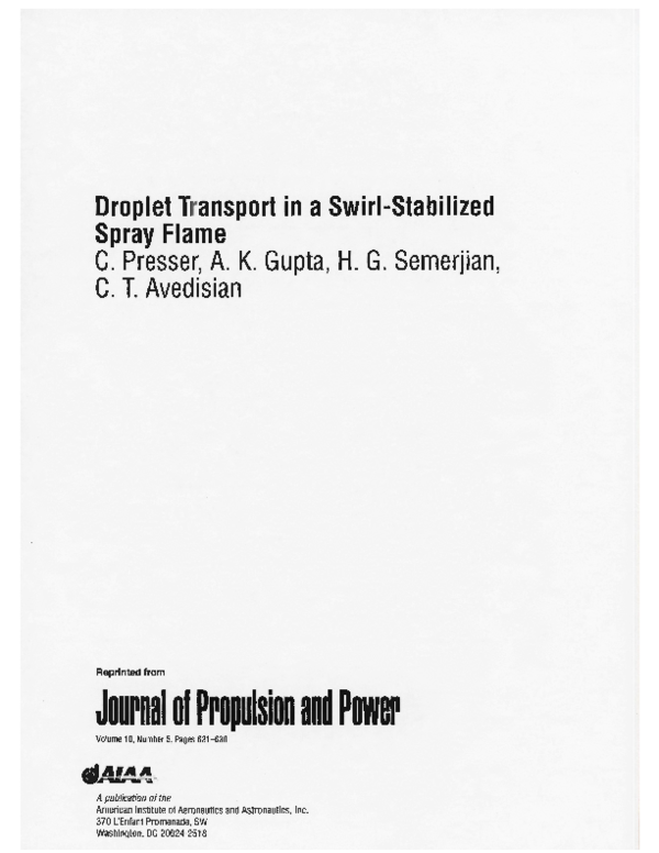 (PDF) Droplet transport in a swirl-stabilized spray flame