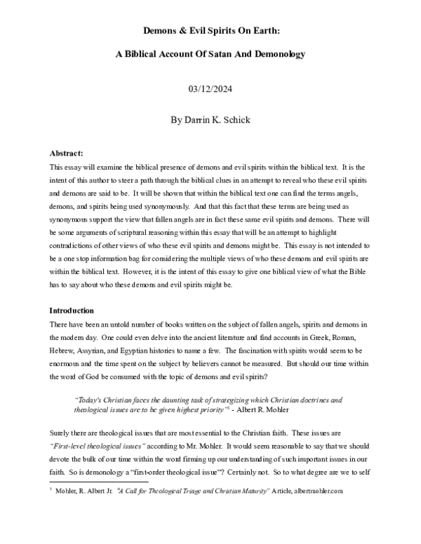 (PDF) Demons & Evil Spirits On Earth: A Biblical Account Of Satan And ...