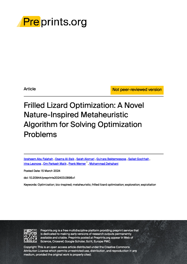 (PDF) Nature-Inspired Metaheuristic Algorithm for Solving Optimization Problems