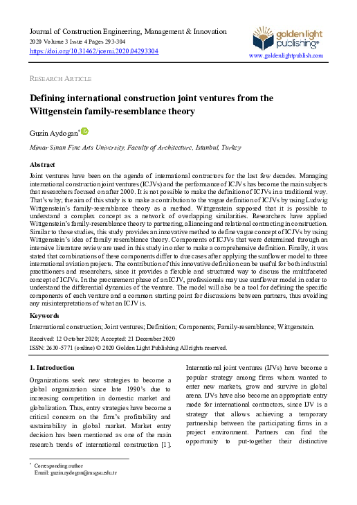 (PDF) Defining international construction joint ventures from the ...