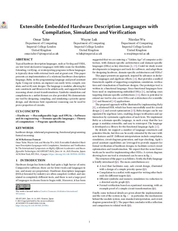 (PDF) Extensible Embedded Hardware Description Languages with ...