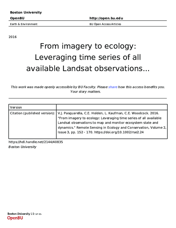 (PDF) From imagery to ecology: leveraging time series of all available ...