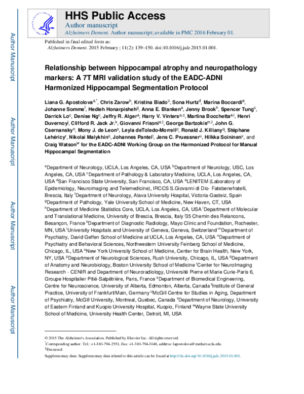 (PDF) Relationship between hippocampal atrophy and neuropathology ...