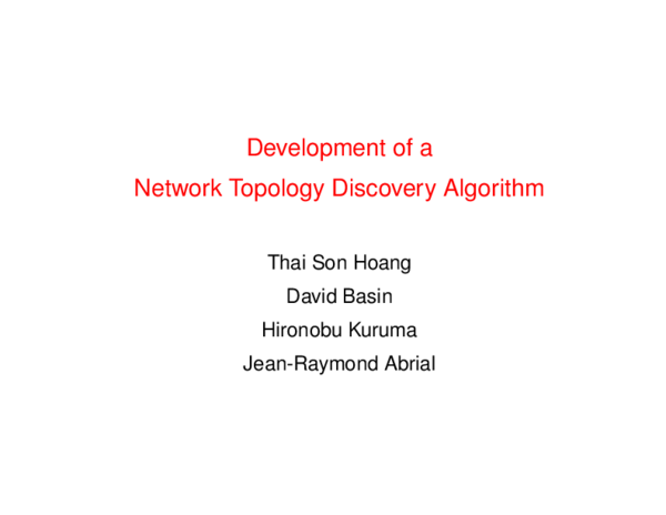 (PDF) Development of a Network Topology Discovery Algorithm