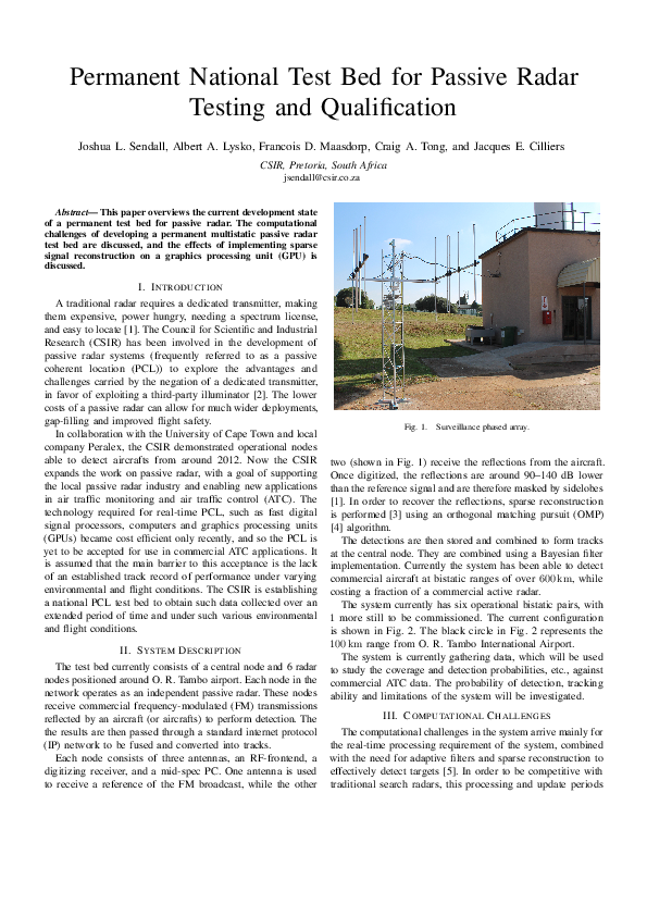 (PDF) Permanent National Test Bed for Passive Radar Testing and ...