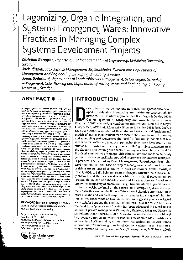 (PDF) Lagomizing, Organic Integration, and Systems Emergency Wards ...