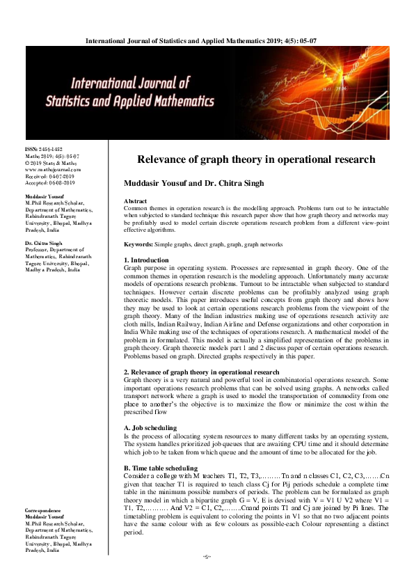 (PDF) Relevance of graph theory in operational research