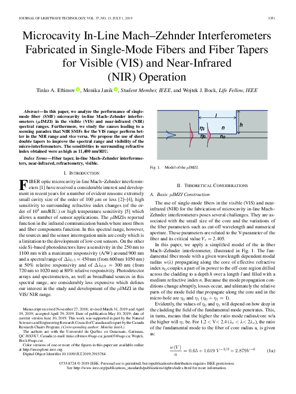 (PDF) Microcavity In-Line Mach–Zehnder Interferometers Fabricated in Single-Mode Fibers and ...