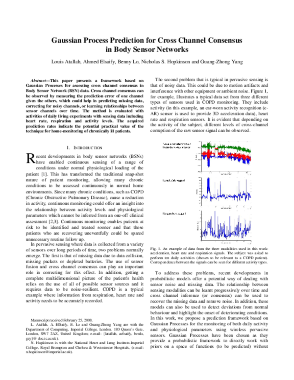 (PDF) Gaussian process prediction for cross channel consensus in body sensor networks