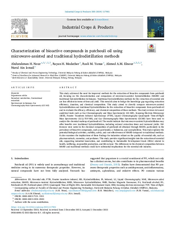 (PDF) Characterization of bioactive compounds in patchouli oil using ...