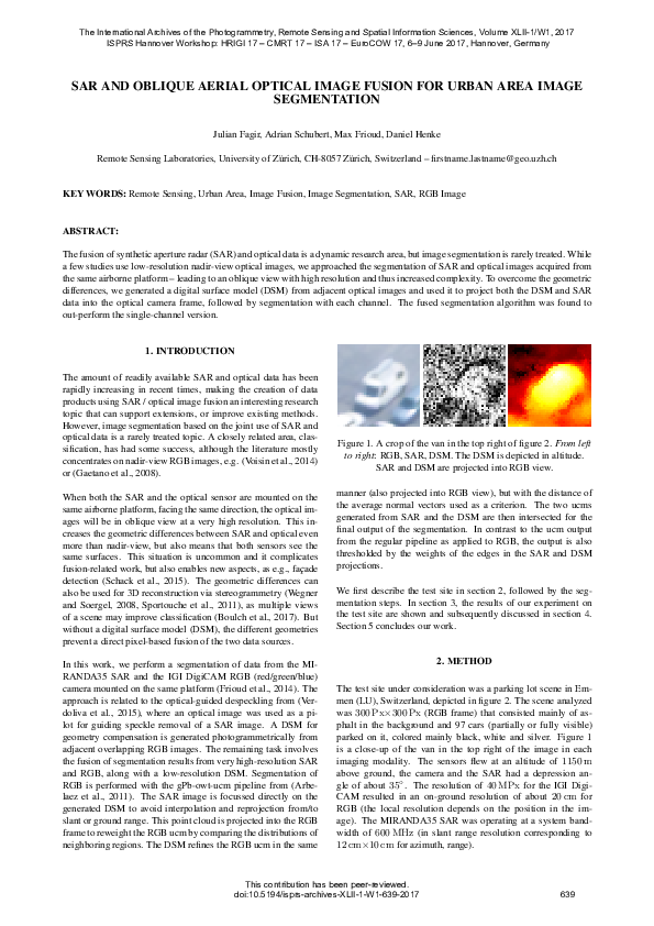 (PDF) High-Resolution SAR and Optical Image Fusion