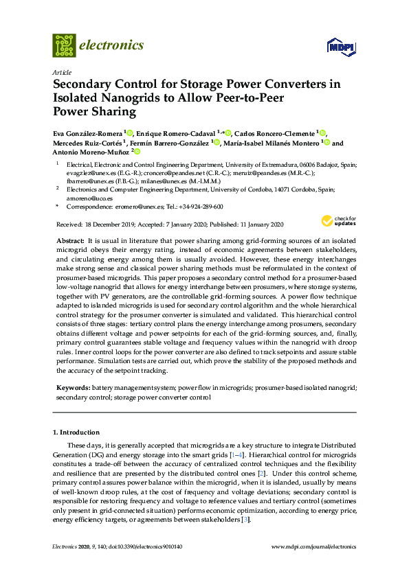 (PDF) Secondary Control for Storage Power Converters in Isolated Nanogrids to Allow Peer-to-Peer ...
