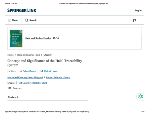 (PDF) Concept and Significance of the Halal Traceability System