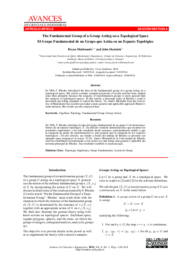 (PDF) The Fundamental Group of a Group Acting on a Topological Space