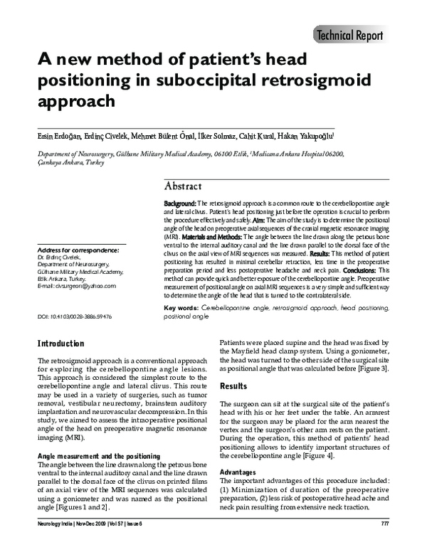 (PDF) A new method of patient′s head positioning in suboccipital ...