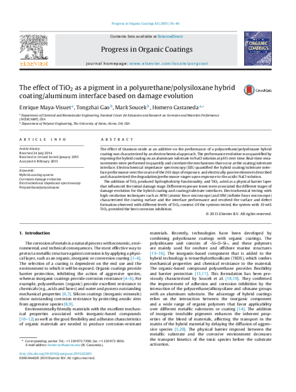 (PDF) The effect of TiO 2 as a pigment in a polyurethane/polysiloxane ...