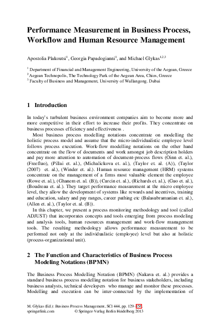 (PDF) Performance Measurement in Business Process, Workflow and Human Resource Management