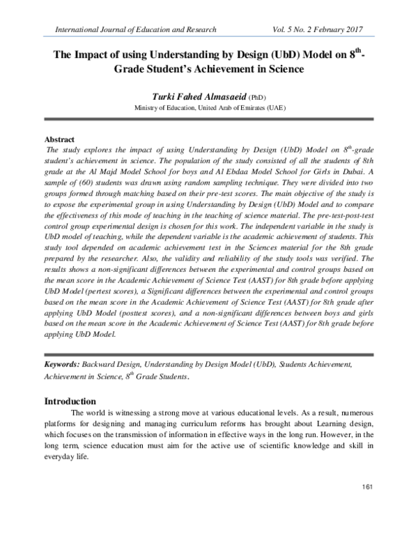 (PDF) The Impact of Using Understanding by Design (UbD) Model on 8th ...