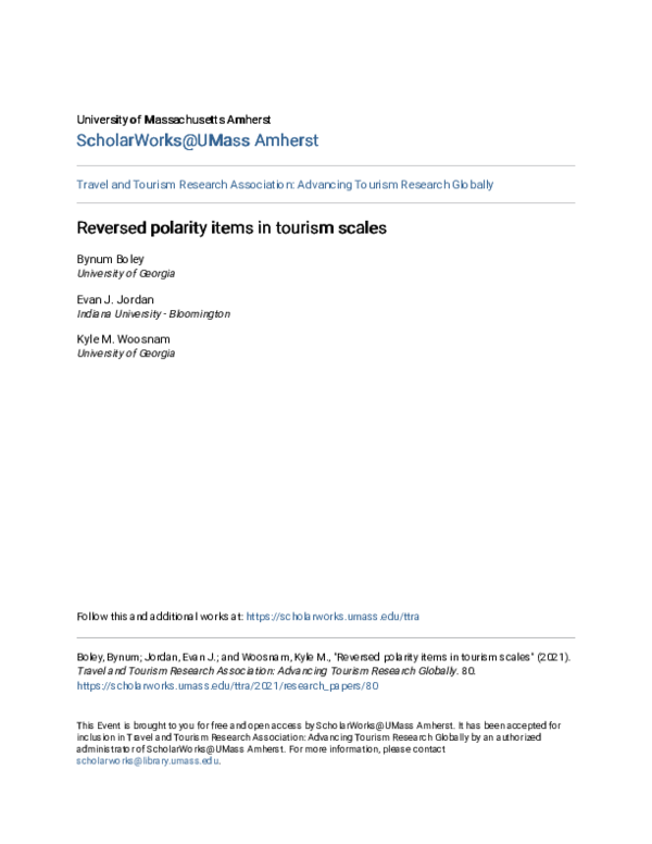 (PDF) Reversed polarity items in tourism scales