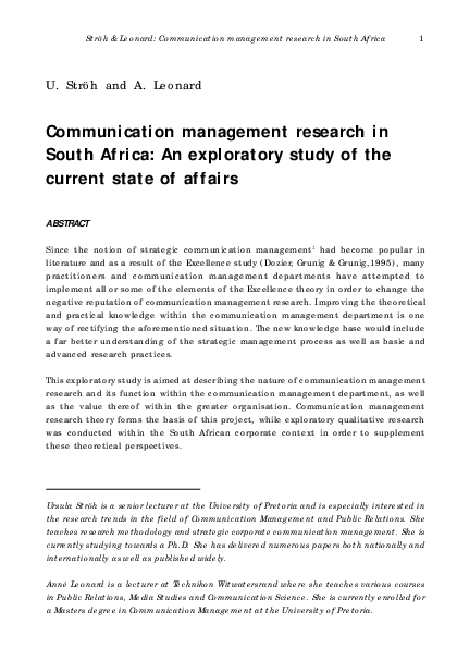 (PDF) Communication management research in South Africa : an ...