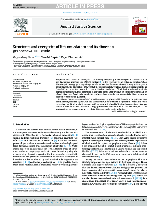 Pdf Structures And Energetics Of Lithium Adatom And Its Dimer On