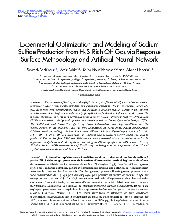 (PDF) Experimental Optimization and Modeling of Sodium Sulfide Production from H2S-Rich Off-Gas ...