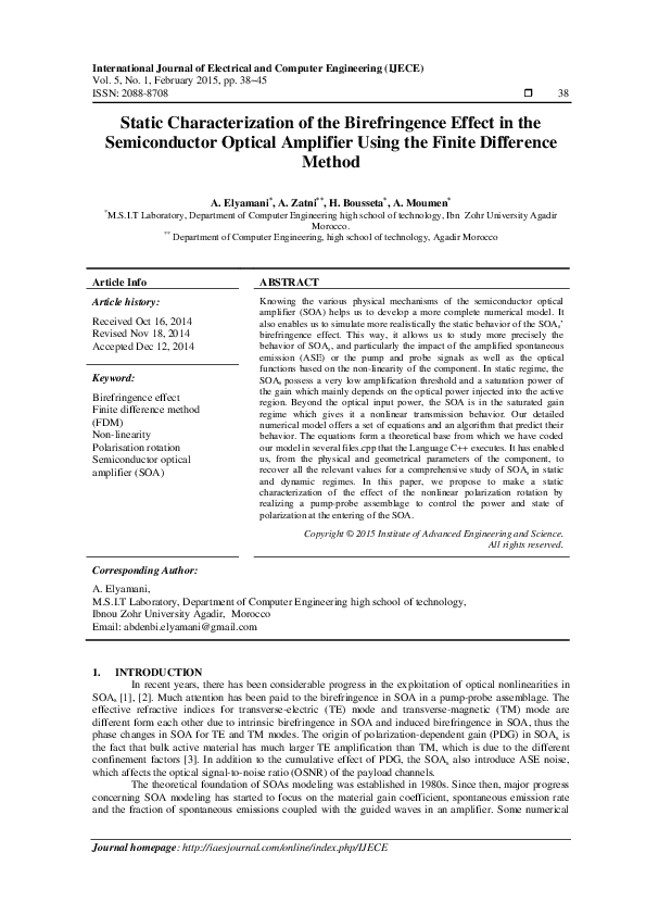 (PDF) Static Characterization of the Birefringence Effect in the Semiconductor Optical Amplifier ...