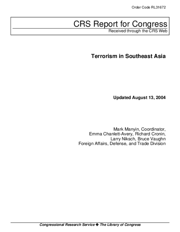(PDF) Terrorism in southeast Asia