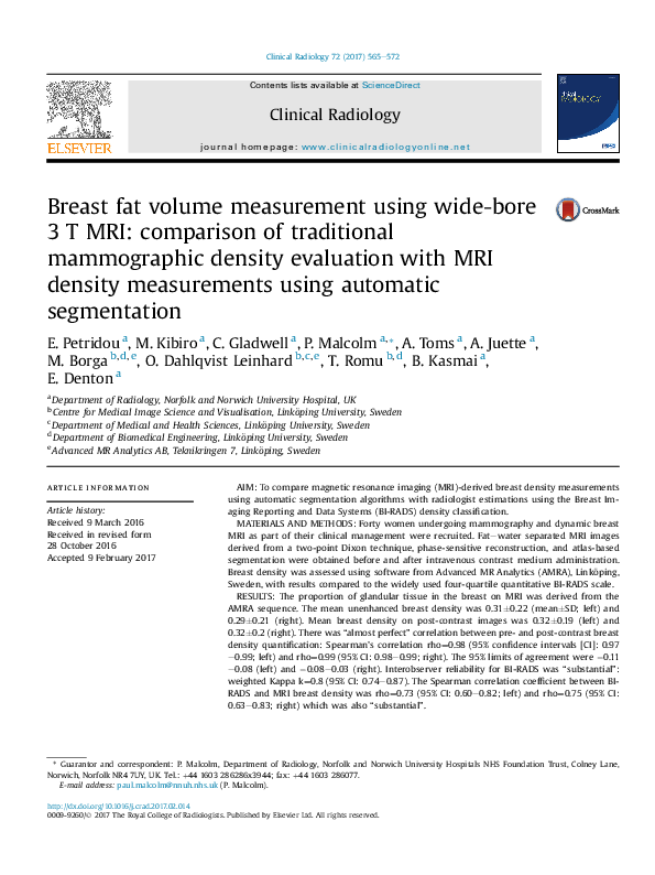 (PDF) Breast fat volume measurement using wide-bore 3 T MRI: comparison ...