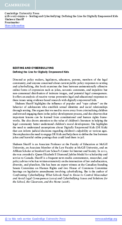 (PDF) Sexting and Cyberbullying: Defining the Line for Digitally ...