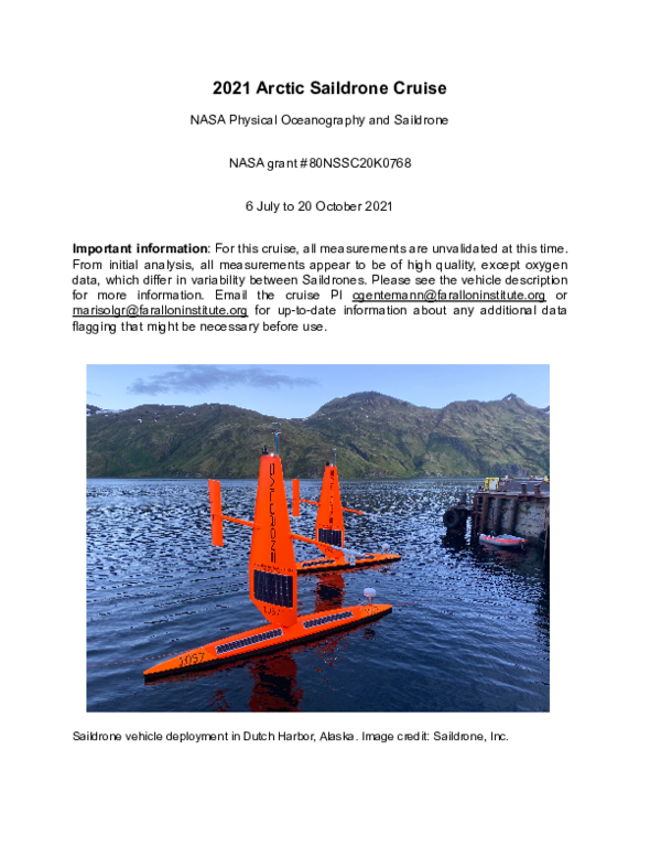 (PDF) 2021 Arctic Saildrone Cruise Report