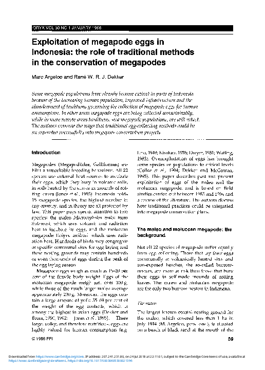 (PDF) Exploitation of megapode eggs in indonesia: the role of ...