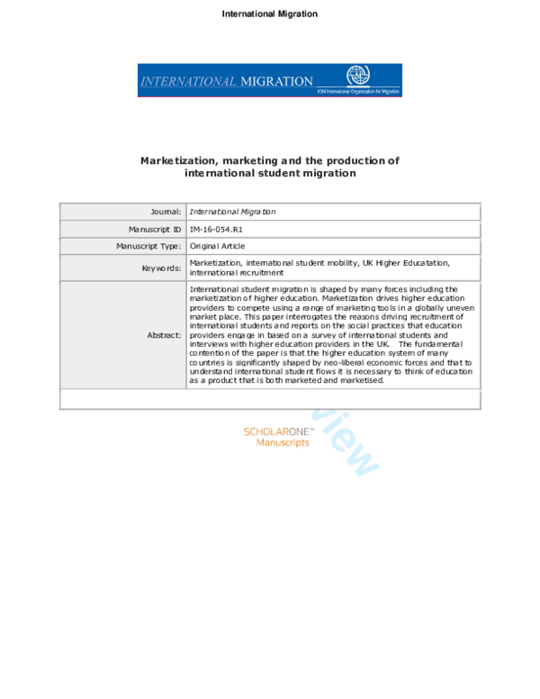 (PDF) Marketization, marketing and the production of international ...
