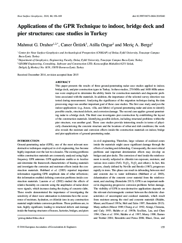 (PDF) Applications of the GPR Technique to indoor, bridge deck and pier structures: case studies ...
