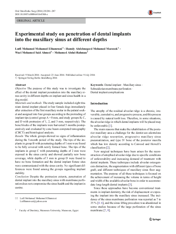(PDF) Experimental study on penetration of dental implants into the ...