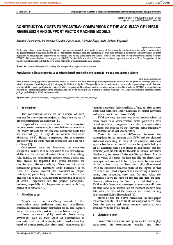 (PDF) Construction costs forecasting: comparison of the accuracy of ... (PDF) Construction costs forecasting: comparison of the accuracy of ...