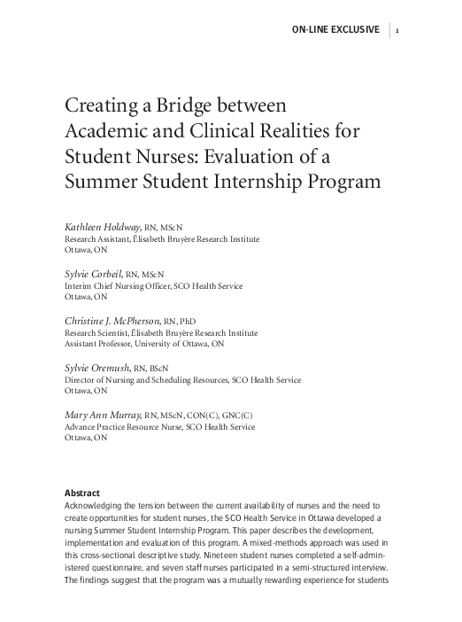 (PDF) Creating a Bridge between Academic and Clinical Realities for Student Nurses: Evaluation ...