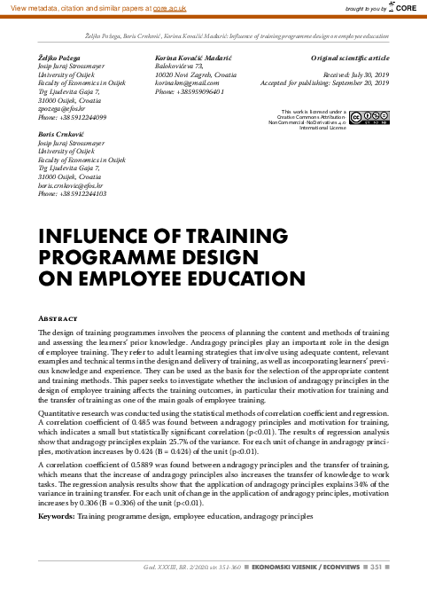 (PDF) Influence of training programme design on employee education