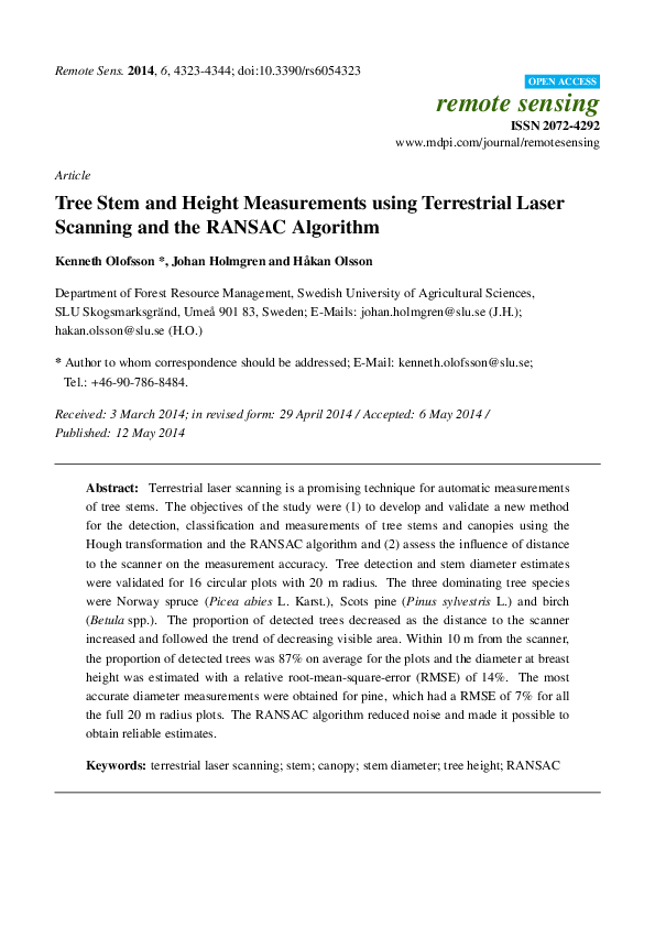 (PDF) Tree Stem and Height Measurements using Terrestrial Laser ...
