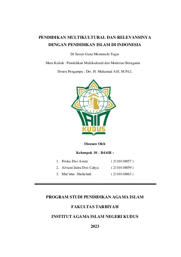 (PDF) PENDIDIKAN MULTIKULTURAL DAN RELEVANSINYA DENGAN PENDIDIKAN ISLAM DI INDONESIA
