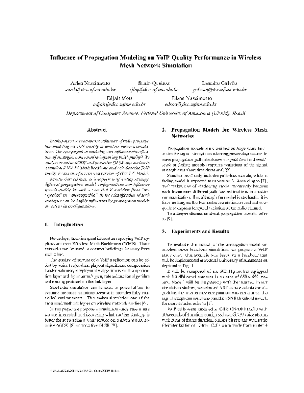 (PDF) Influence of Propagation Modeling on VoIP Quality Performance in Wireless Mesh Network ...